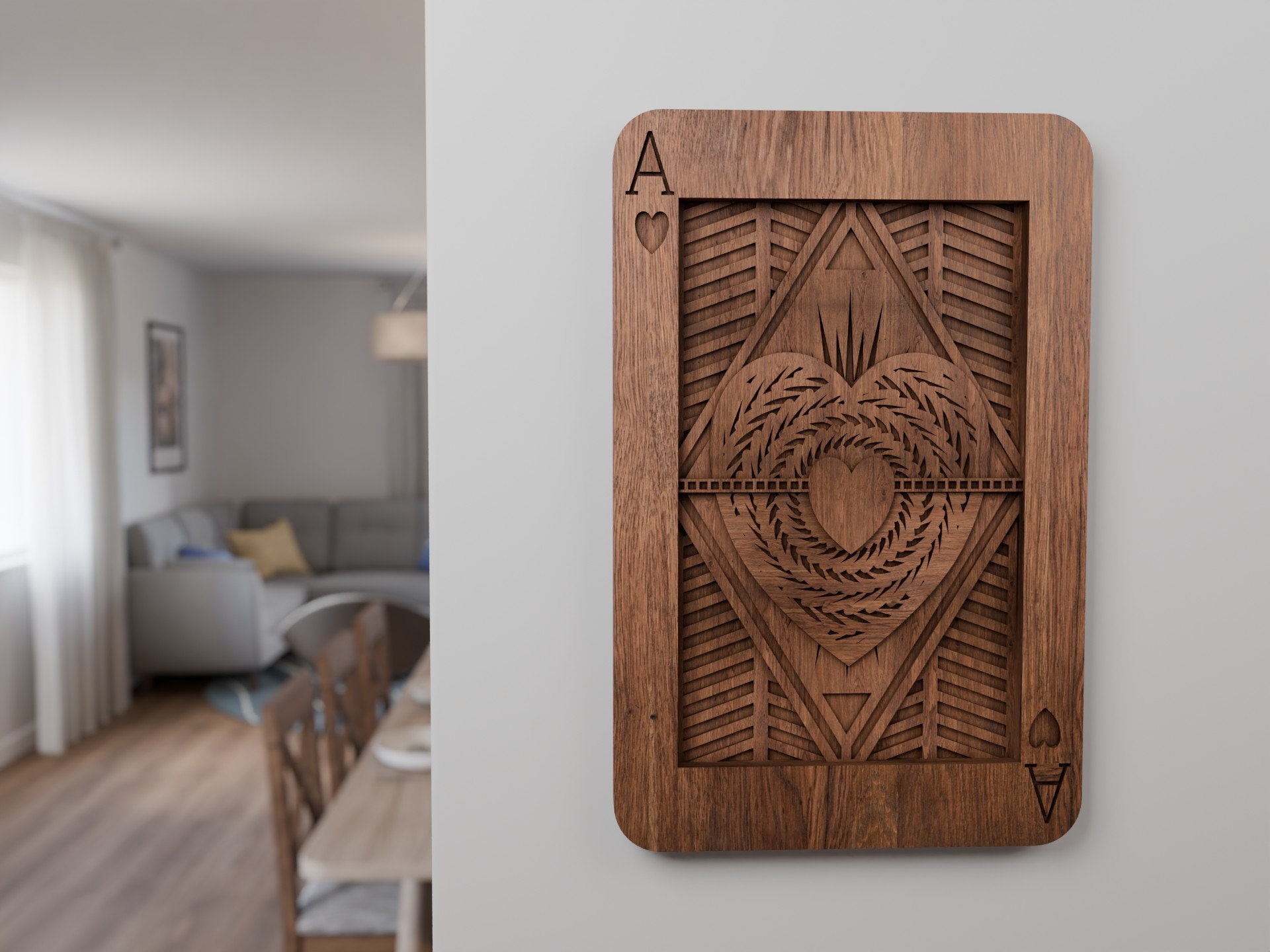 Multilayer Ace of Hearts Laser Artwork SVG Mandela - 3D Layered Vector ...