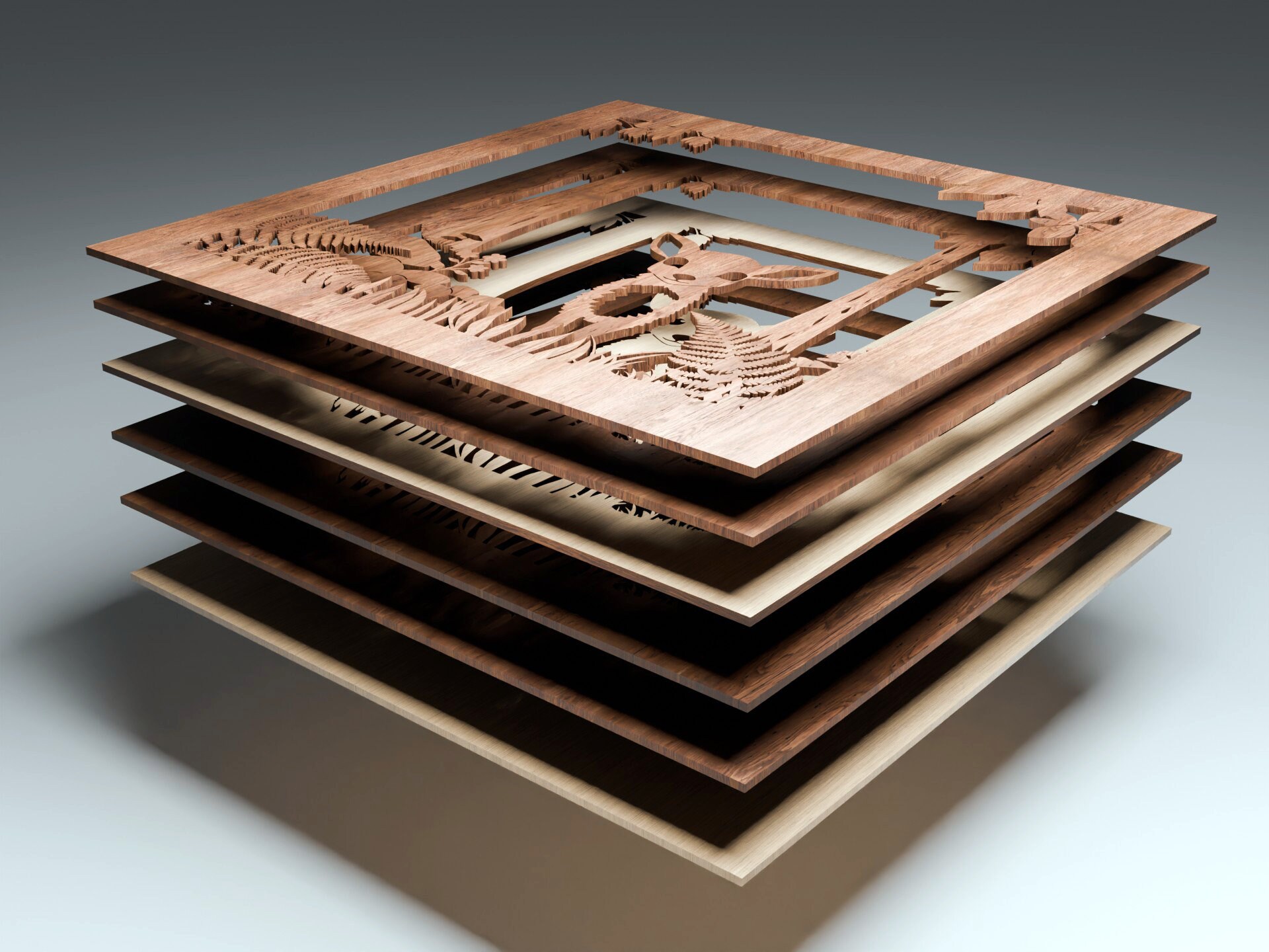 Multilayer Cute Deer Laser Artwork SVG Mandela 3D Layered Vector ...