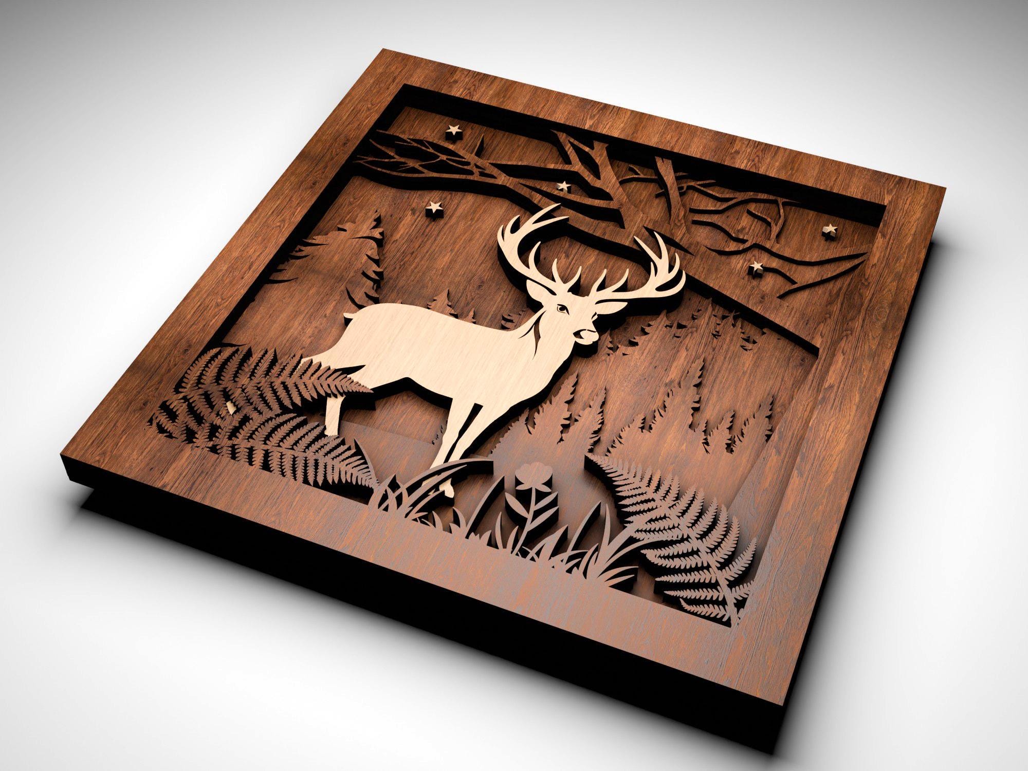 Multilayer Christmas Stag Laser Artwork SVG Mandela - 3D Layered Vector ...
