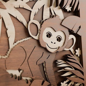 Multilayer Cute Monkey Laser Artwork SVG Mandela - 3D Layered Vector ...