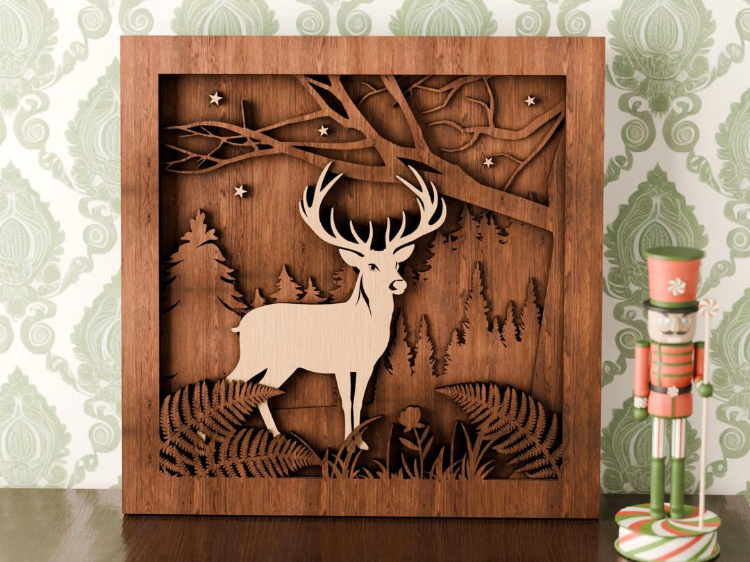 Multilayer Christmas Stag Laser Artwork SVG Mandela - 3D Layered Vector ...