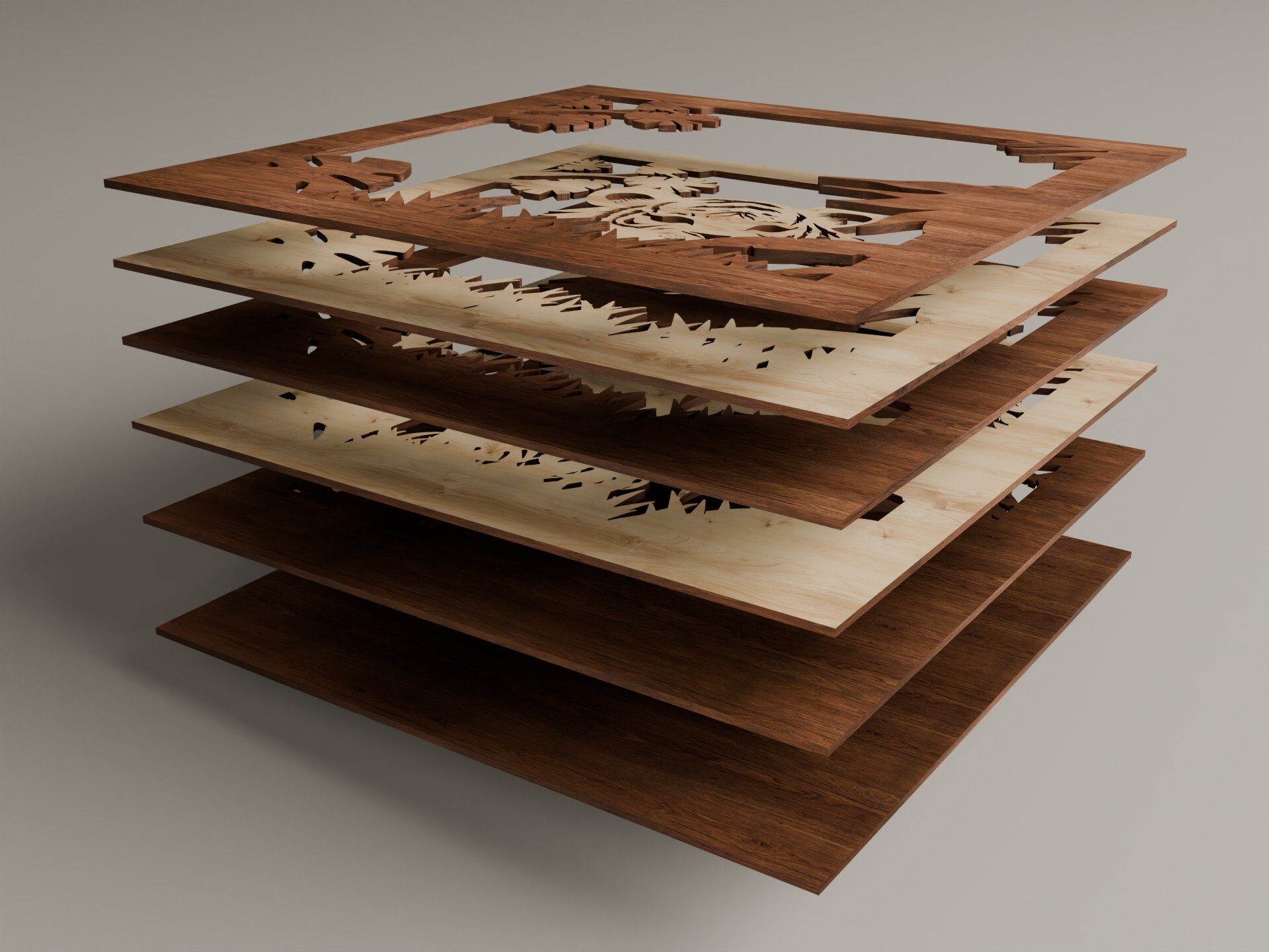 Multilayer Cute Tiger Laser Artwork SVG Mandela 3D Layered Vector ...