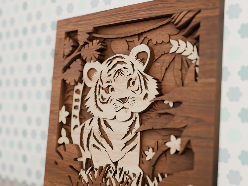 Multilayer Cute Tiger Laser Artwork SVG Mandela - 3D Layered Vector ...