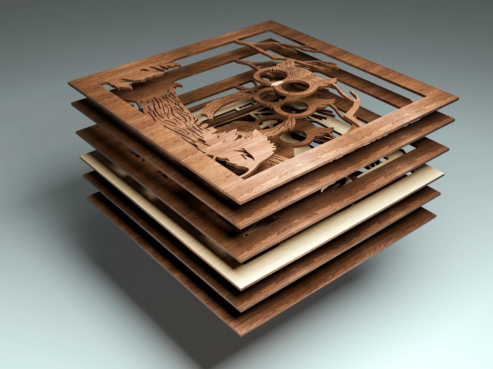 Multilayer Cute Owl Laser Artwork SVG Mandela - 3D Layered Vector ...