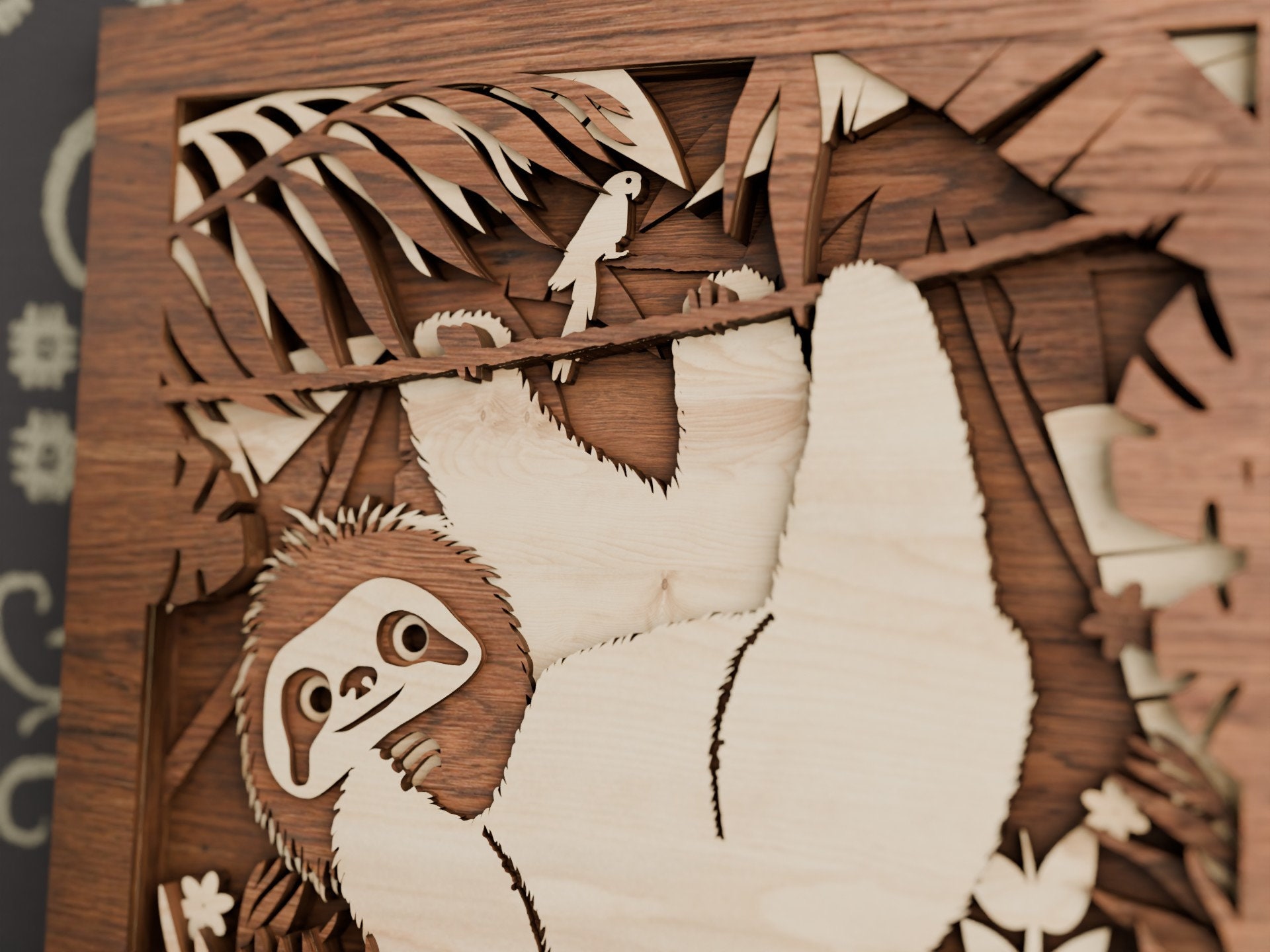 Multilayer Cute Sloth Laser Artwork SVG Mandela 3D Layered Vector ...