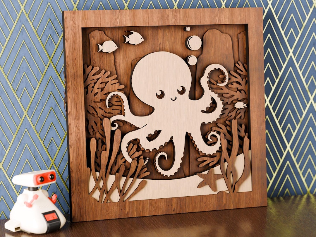 Multilayer Cute Octopus Laser Artwork SVG Mandela - 3D Layered Vector ...