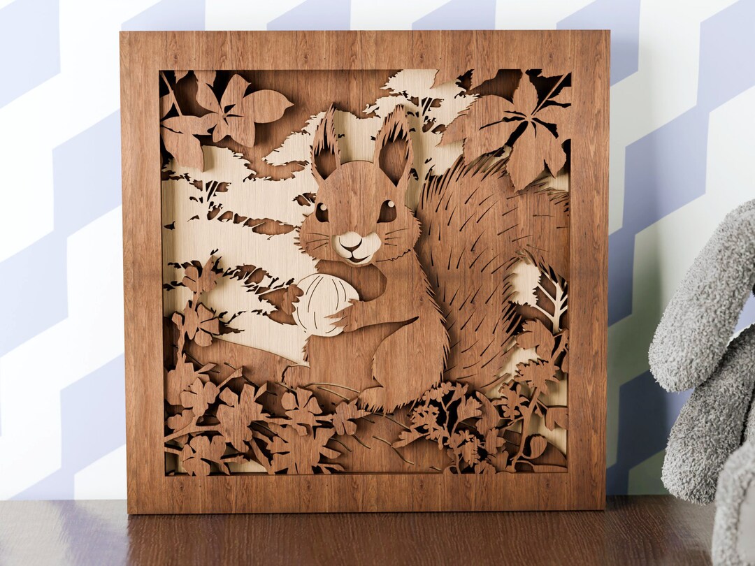 Multilayer Cute Squirrel Laser Artwork SVG Mandela 3D Layered Vector Cutting File for Laser Cut ...