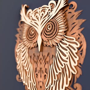 Multilayer Ornate Owl Laser Artwork SVG Mandela - 3D Layered Vector ...
