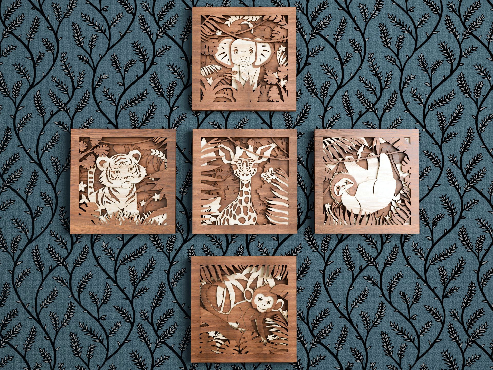 Jungle Theme Multilayer Laser Artwork Bundle - COMMERCIAL LICENCE - 3D ...