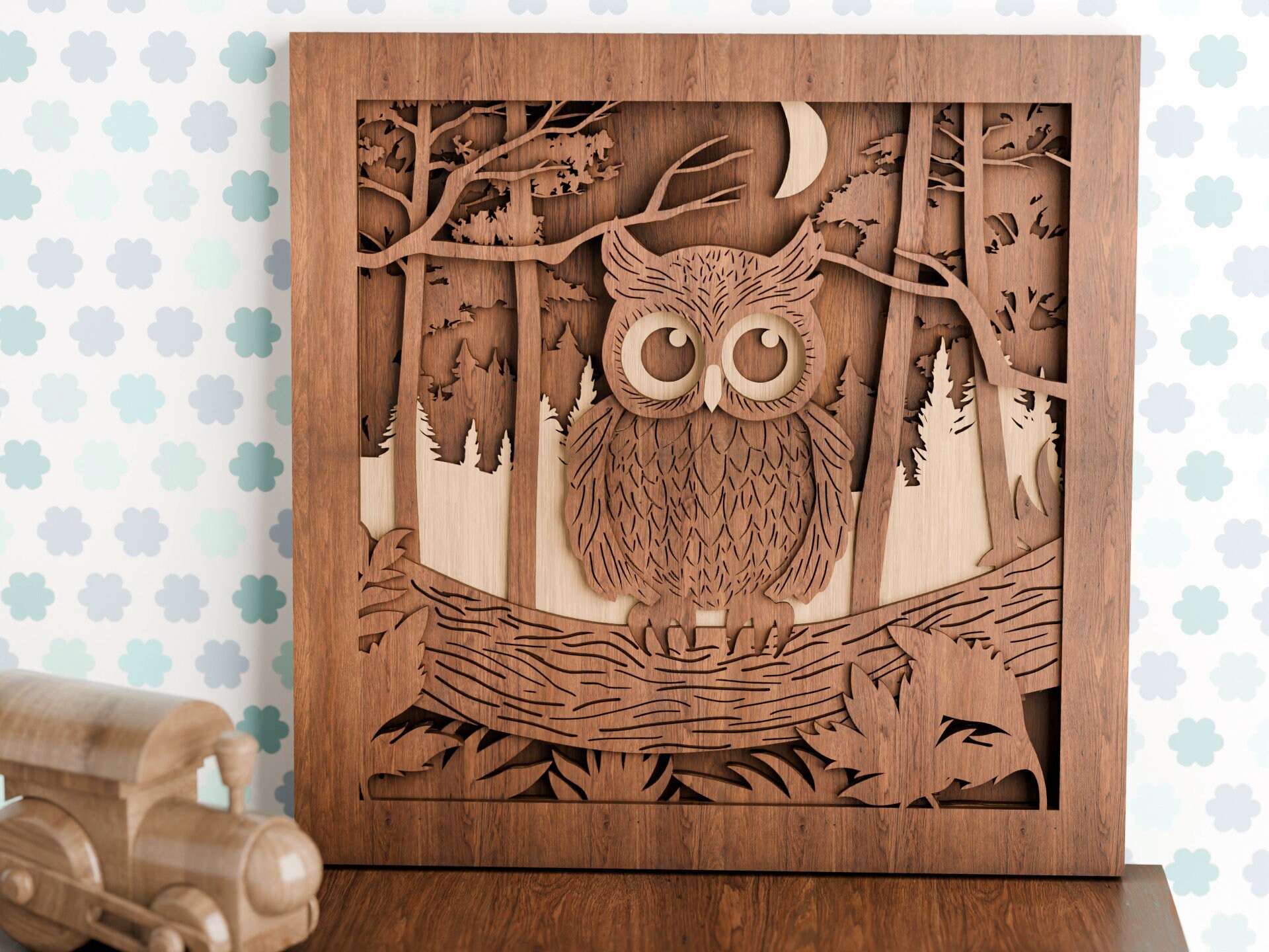 Multilayer Cute Owl Laser Artwork SVG Mandela 3D Layered Vector Cutting ...