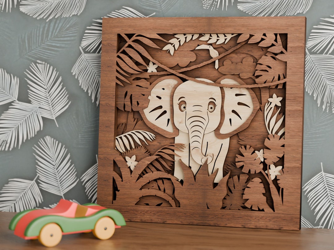 Multilayer Cute Elephant Laser Artwork SVG Mandela - 3D Layered Vector ...