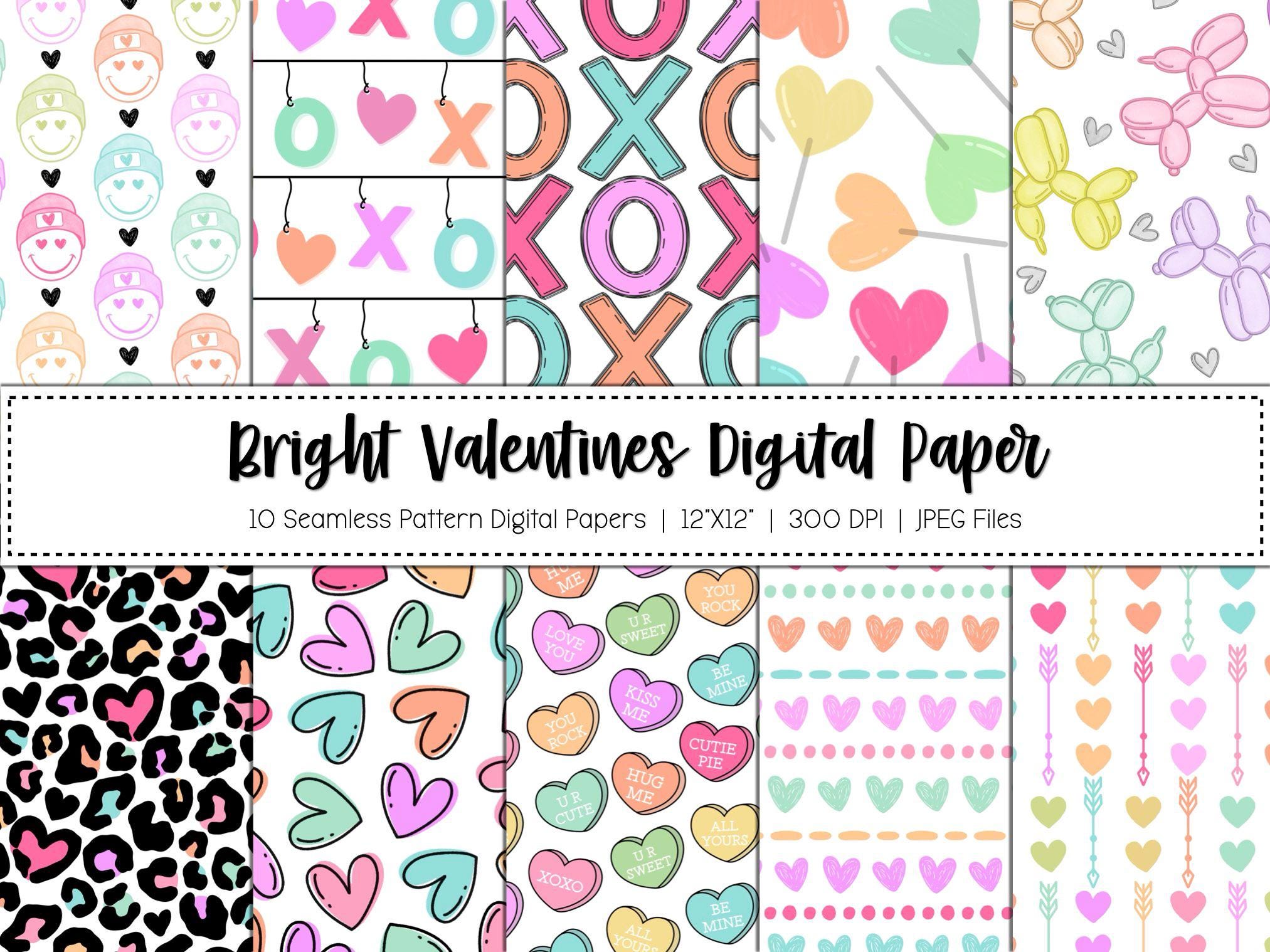 Valentines Seamless Pattern: Hand-drawn Digital Paper (digital Download ...