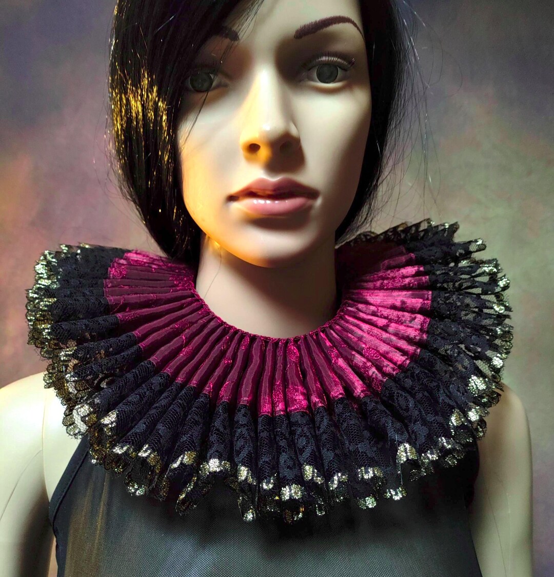 Ruff Collar Burlesque Gothic Baroque 100% SILK and Lace - Collar Silk ...