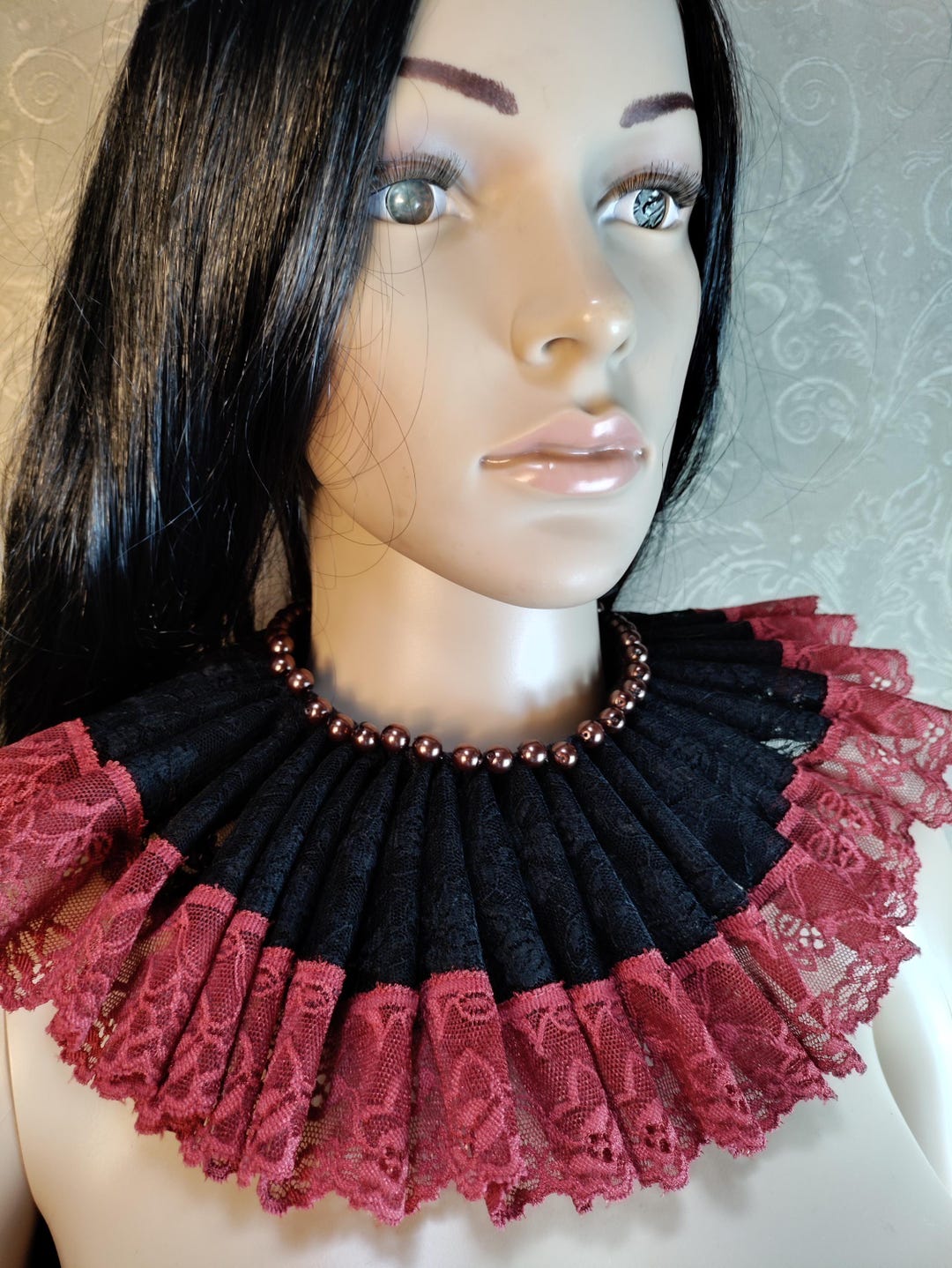 Ruff Collar – Burlesque Gothic Baroque Neckpiece – Handmade Historical ...