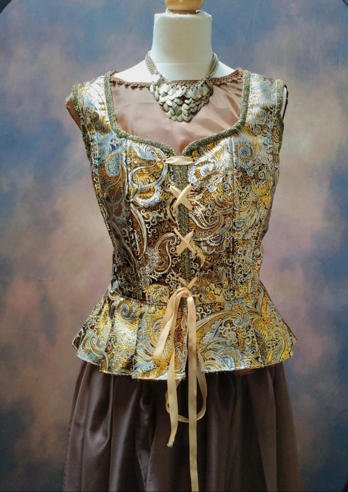 Baroque Victorian Fantasy Golden Corset – Handmade Luxurious Historical ...