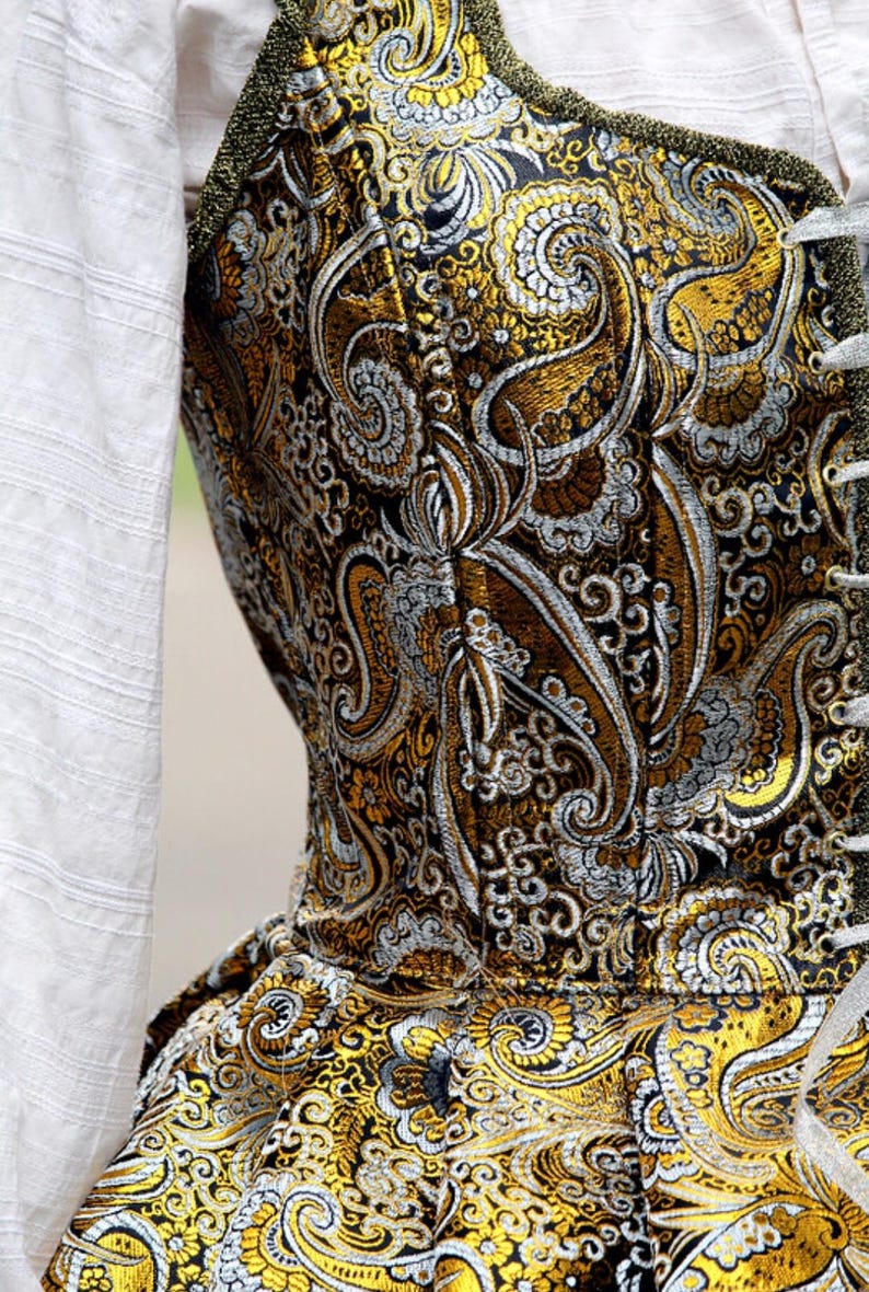 Baroque Victorian Fantasy Golden Corset – Handmade Luxurious Historical ...