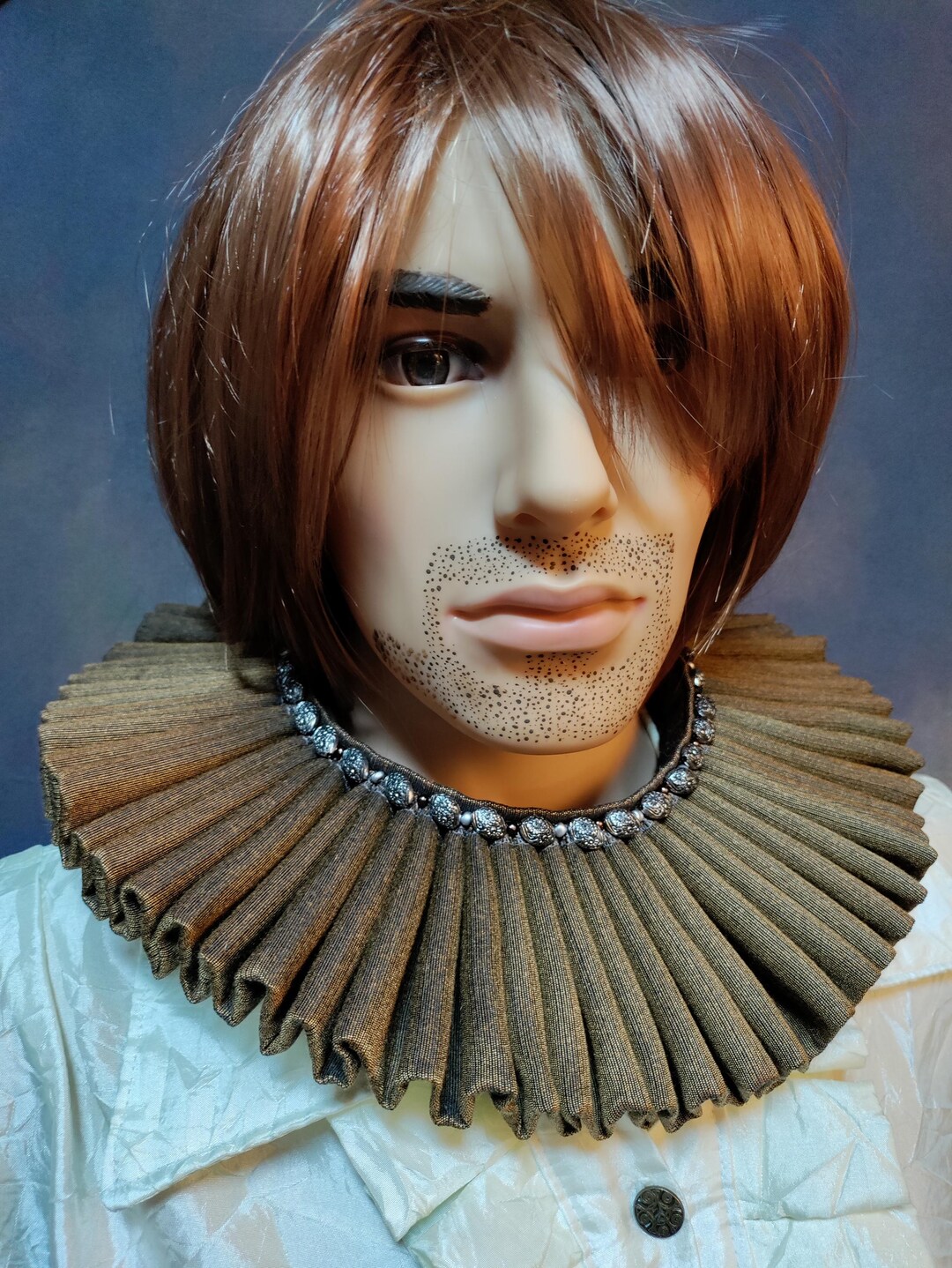 Golden Ruff Collar – Fantasy LARP Gothic Statement Neckpiece – Unisex ...