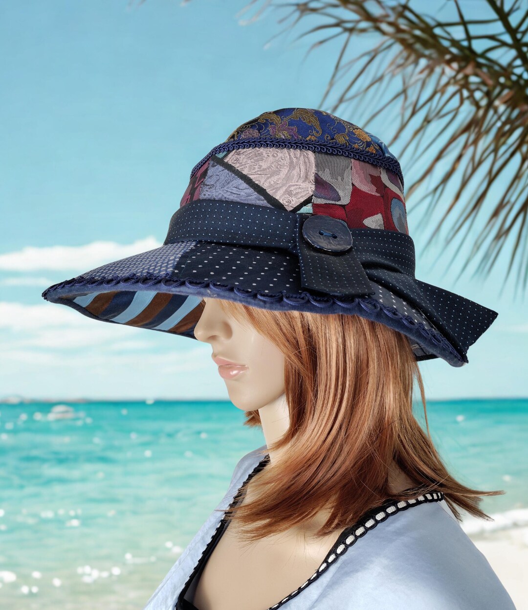 Handmade Silk Statement Hat – One of a Kind Blue Hat From Vintage Silk ...