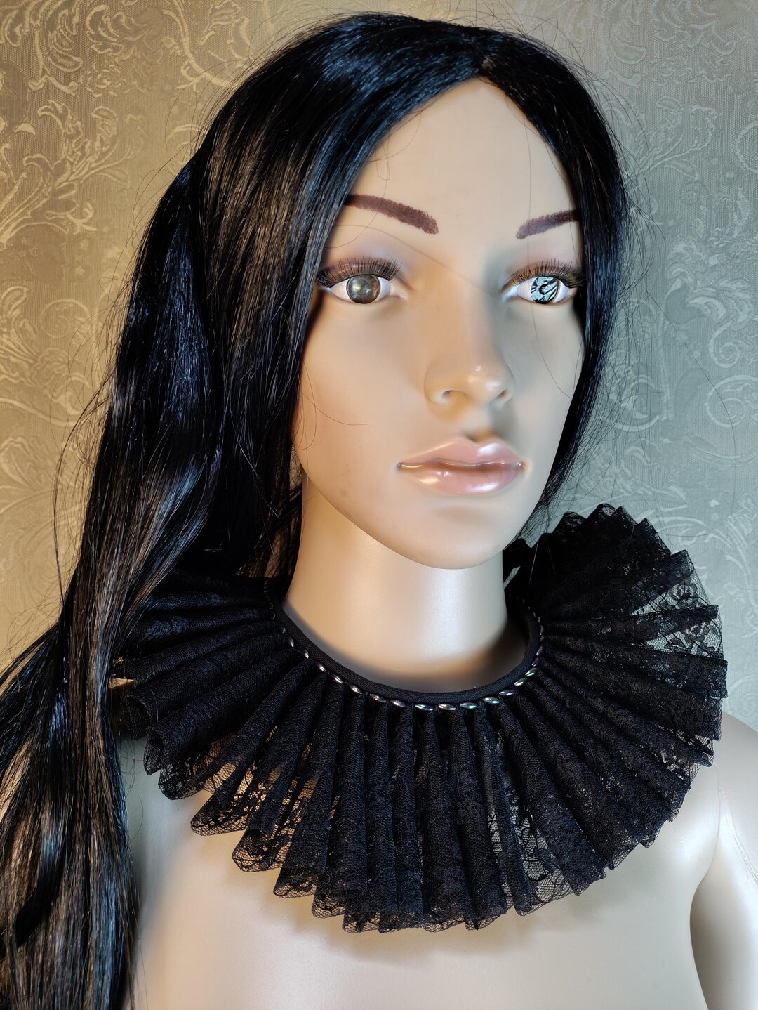 Black Lace Ruff Collar – Handmade Gothic Victorian Neckpiece ...