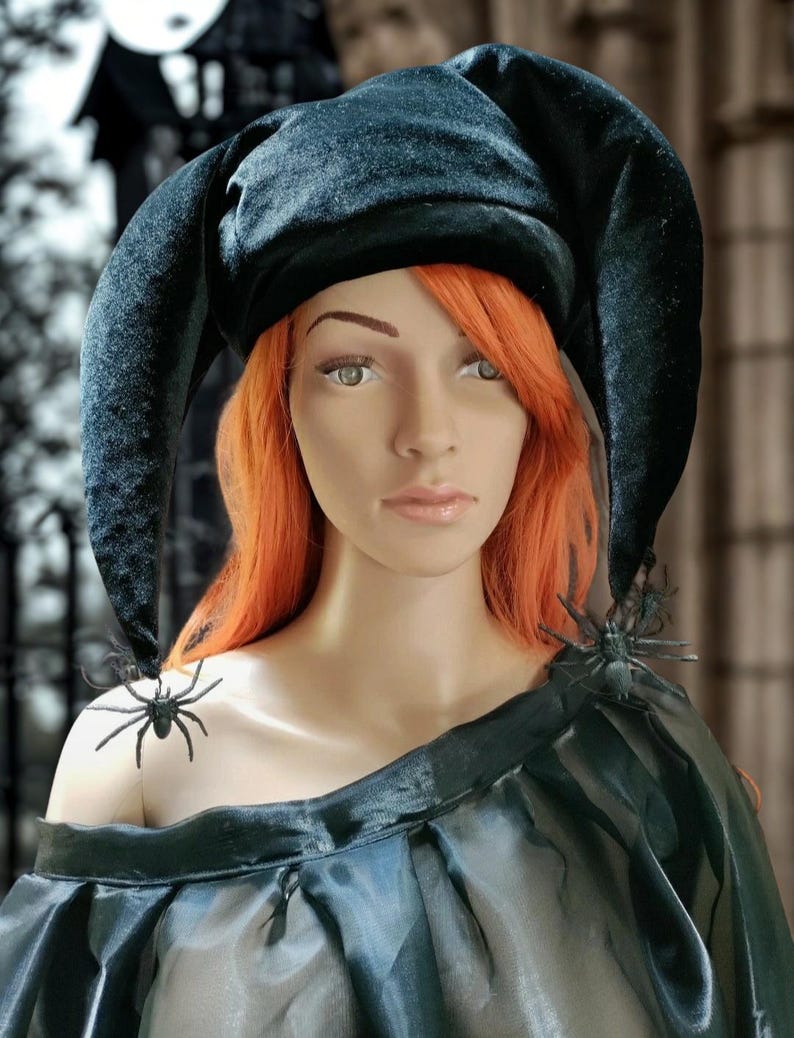 Halloween Handmade Velvet Jester Hat – Four-winged Gothic Halloween ...