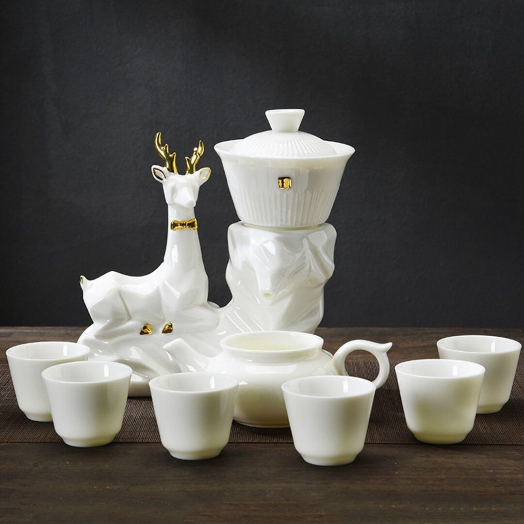 Suet-fat Jade Fully Automatic Tea Set Creative Rotating Water Kung Fu ...