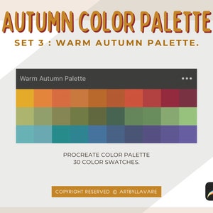 Autumn Color Palettes Bundle, Autumn Procreate Color Palette, 3 Packs ...