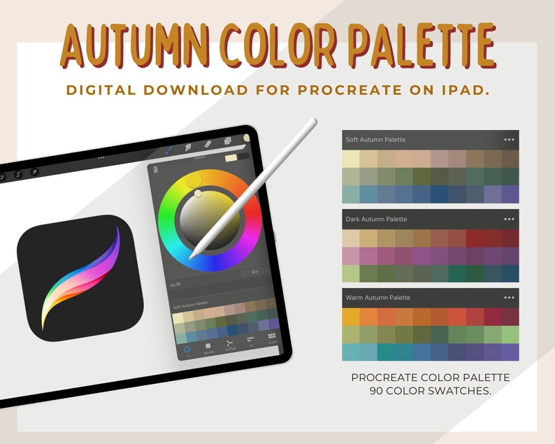 Autumn Color Palettes Bundle, Autumn Procreate Color Palette, 3 Packs ...