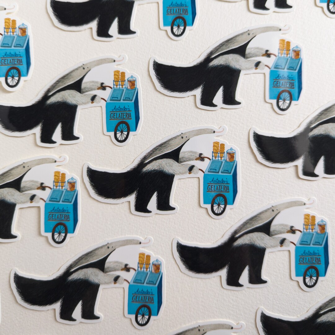 Anteater's Ice Cream Cart Sticker / Die Cut Glossy Vinyl Sticker / Cute ...