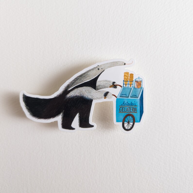 Anteater's Ice Cream Cart Sticker / Die Cut Glossy Vinyl Sticker / Cute ...
