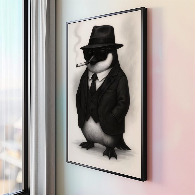 Mafia Smoking Penguin Printable Art - Etsy