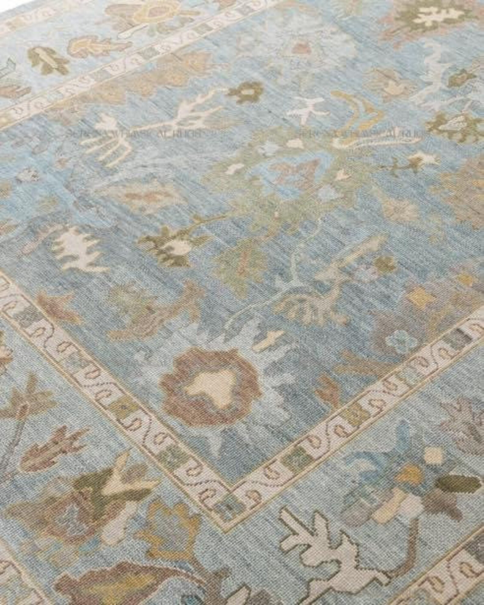 Oushak Rug 9x12 Turkish Hand Spun Vintage Wool Modern Oushak Rug ...