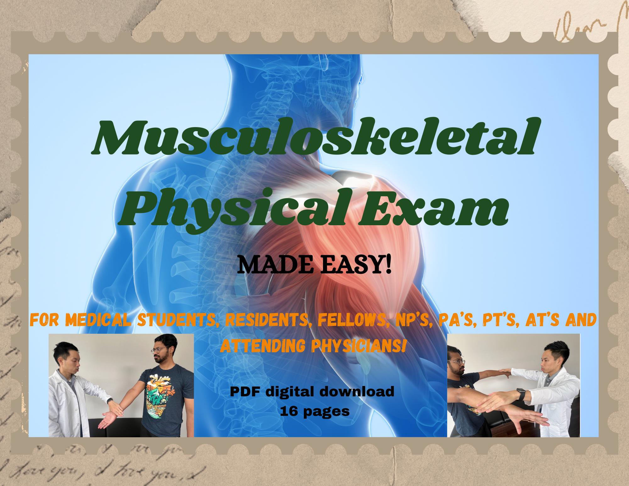 Musculoskeletal Physical Exam Cheat Sheet, Study Guide, Medical ...