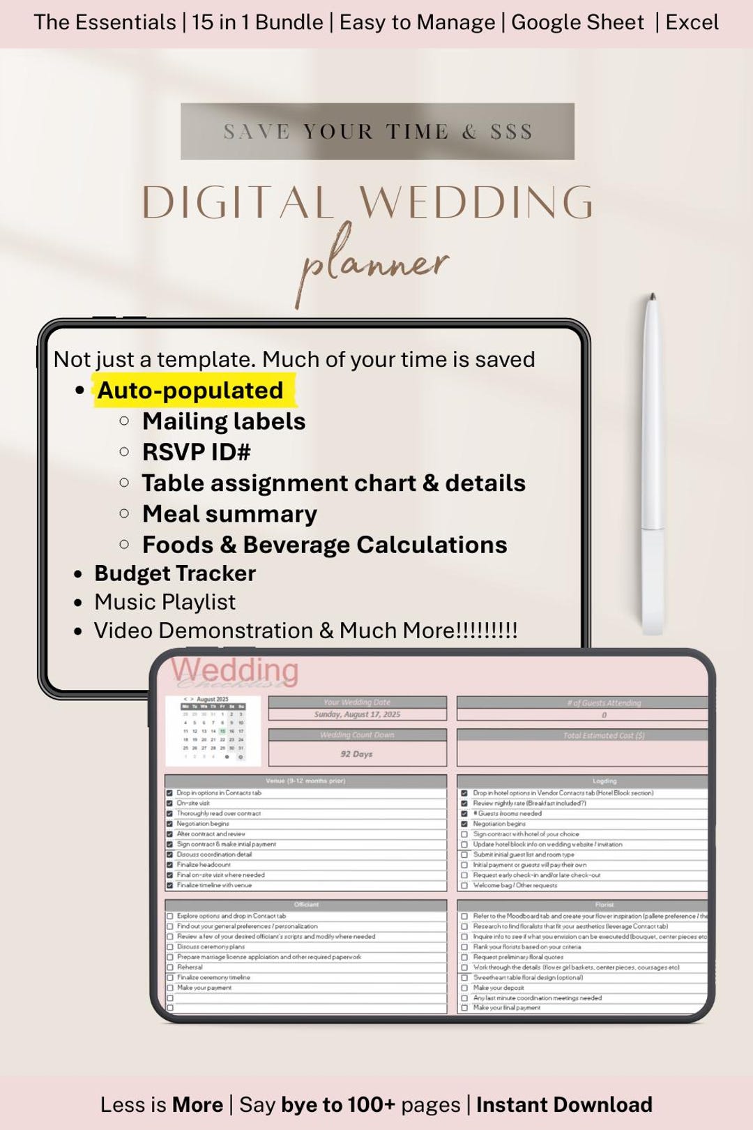 Automated Wedding Planner Excel Template | VIDEO GUIDE | Free ...