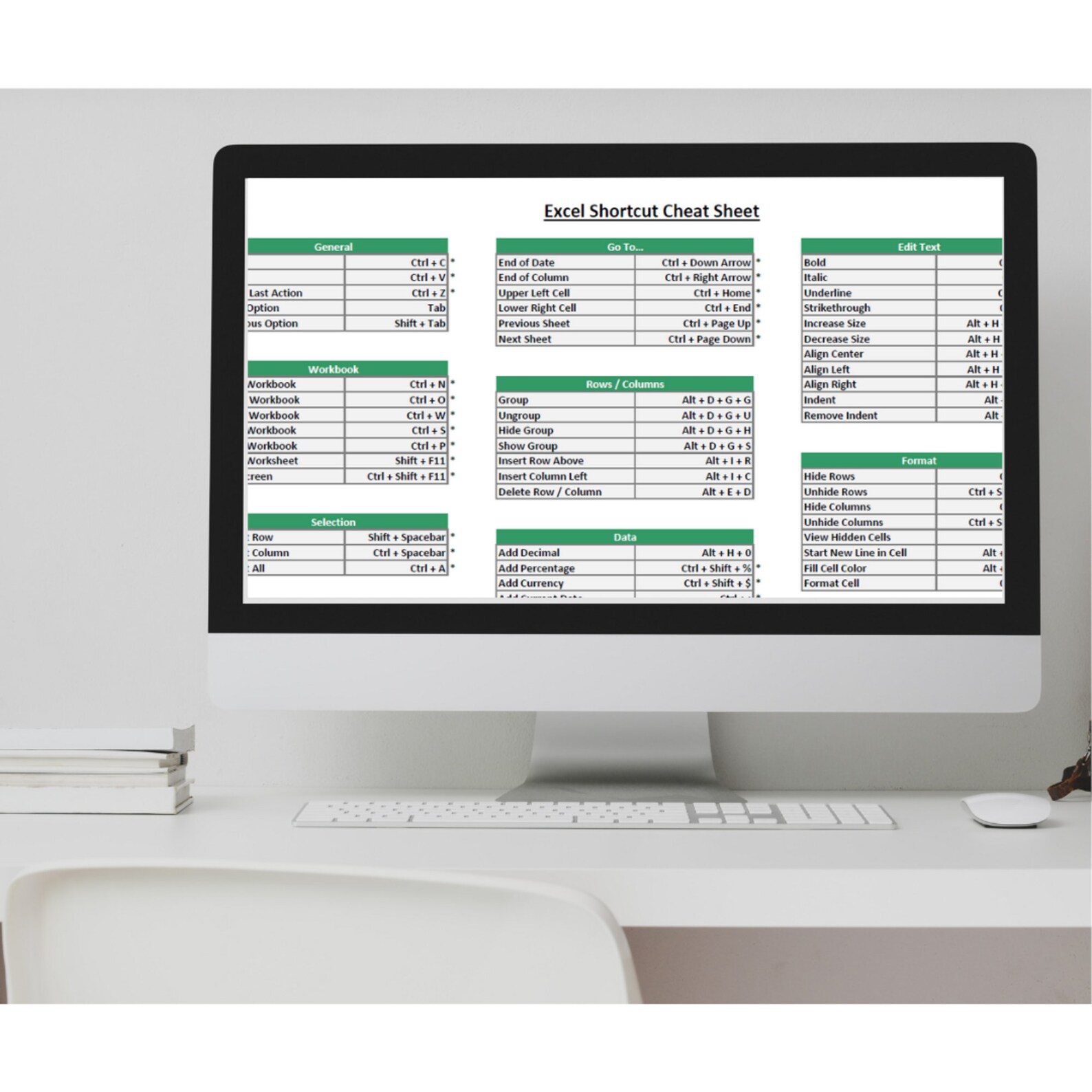 Digital Download - Most Commonly Used Excel Shortcuts, References ...