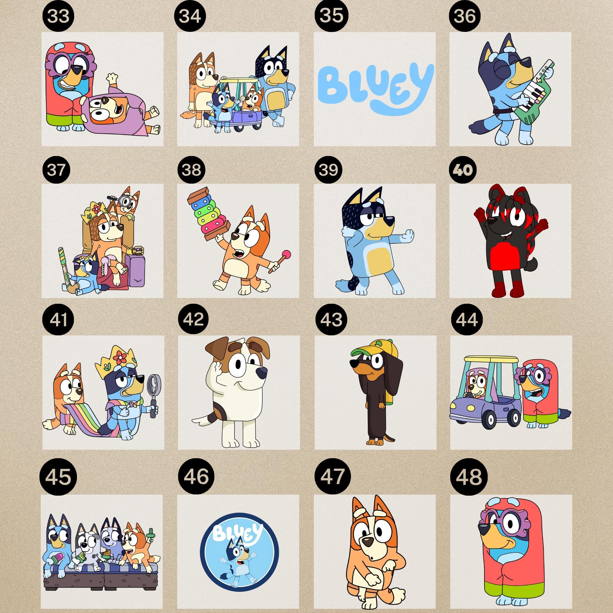 Custom Bluey Transfer Prints, Bluey Full Color Transfer DTF, Custom ...