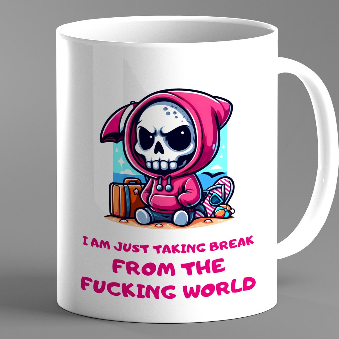 Funny Sarcastic Mug, Vacation Holiday, Cartoon Grumpy Millennial Cup ...
