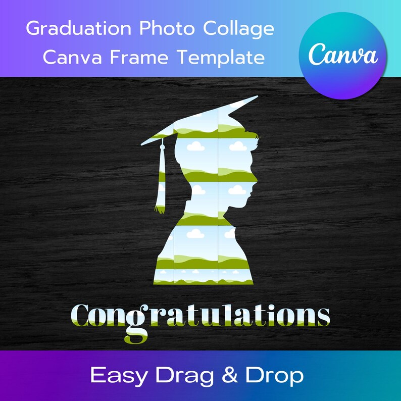 Graduation Male Photo Collage Canva Frame Template | Easy Drag & Drop ...