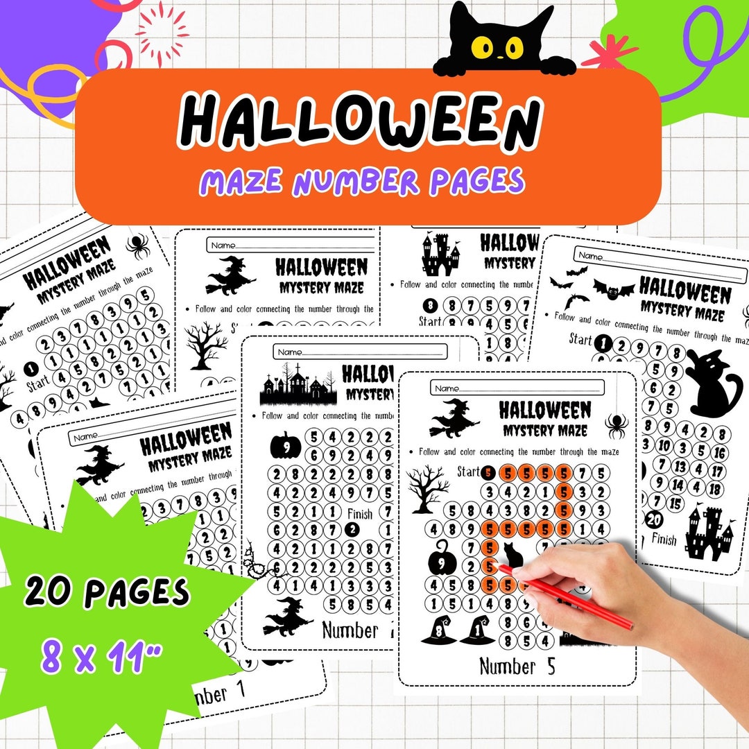 Halloween Maze Number Recognition | Worksheet Printable Halloween ...