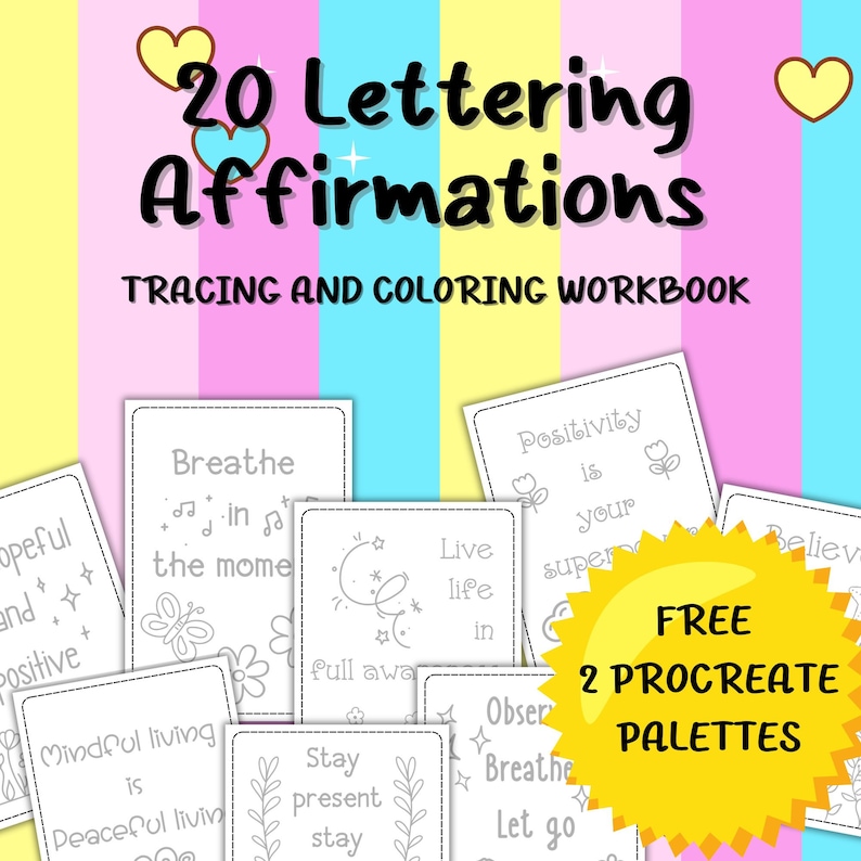 Letting and Affirmations Tracing Procreate Workbook Procreate Lettering ...