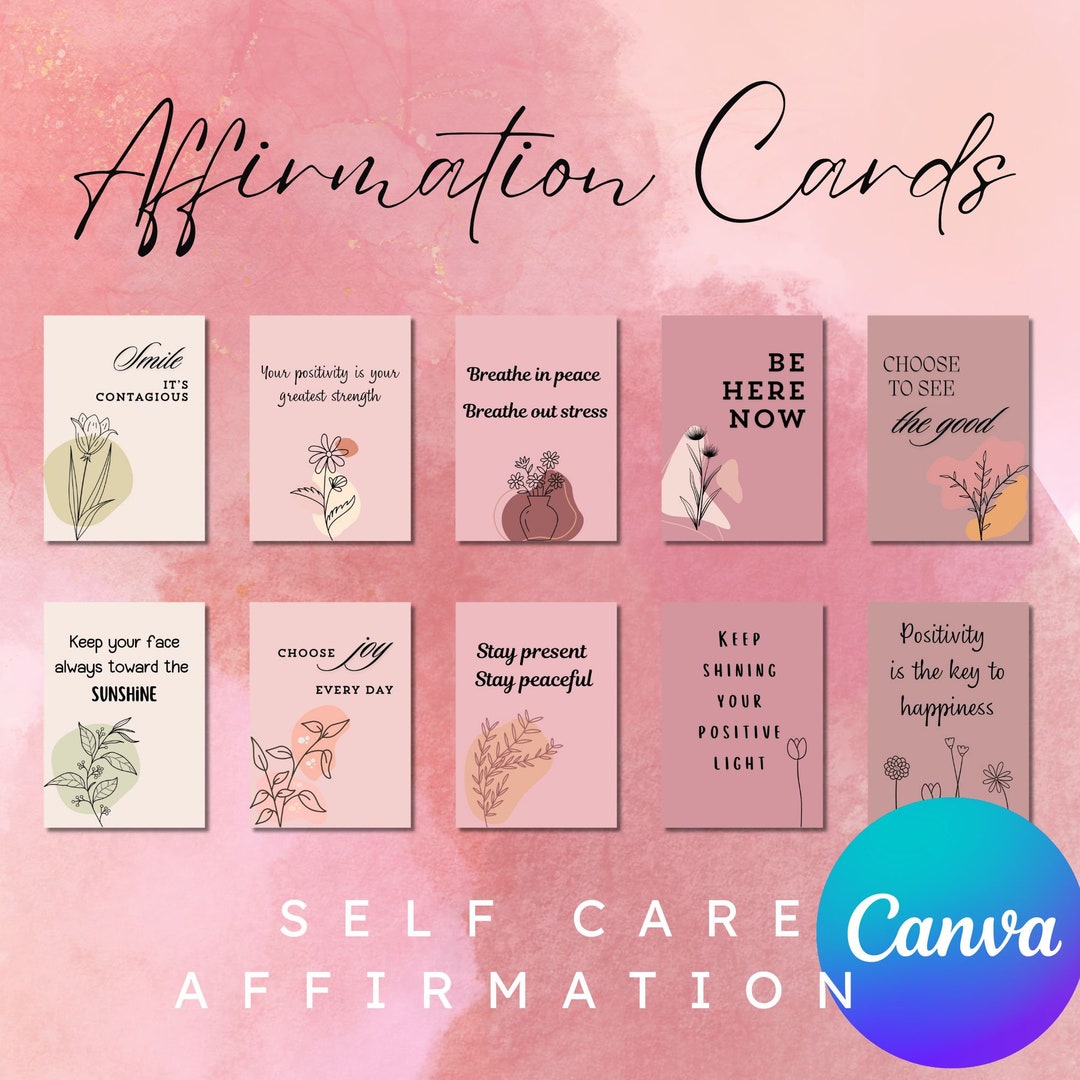 60 Affirmation Cards Digital Download, Mindfulness Affirmations ...