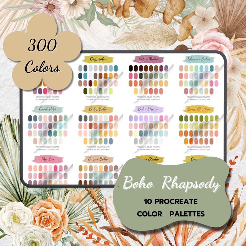 Boho Rhapsody Procreate Color Palettes Bundle,boho Colors,procreatetool ...