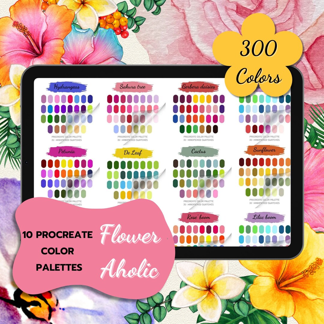 Flower Aholic Procreate Color Palettes Bundle,floral Colors ...