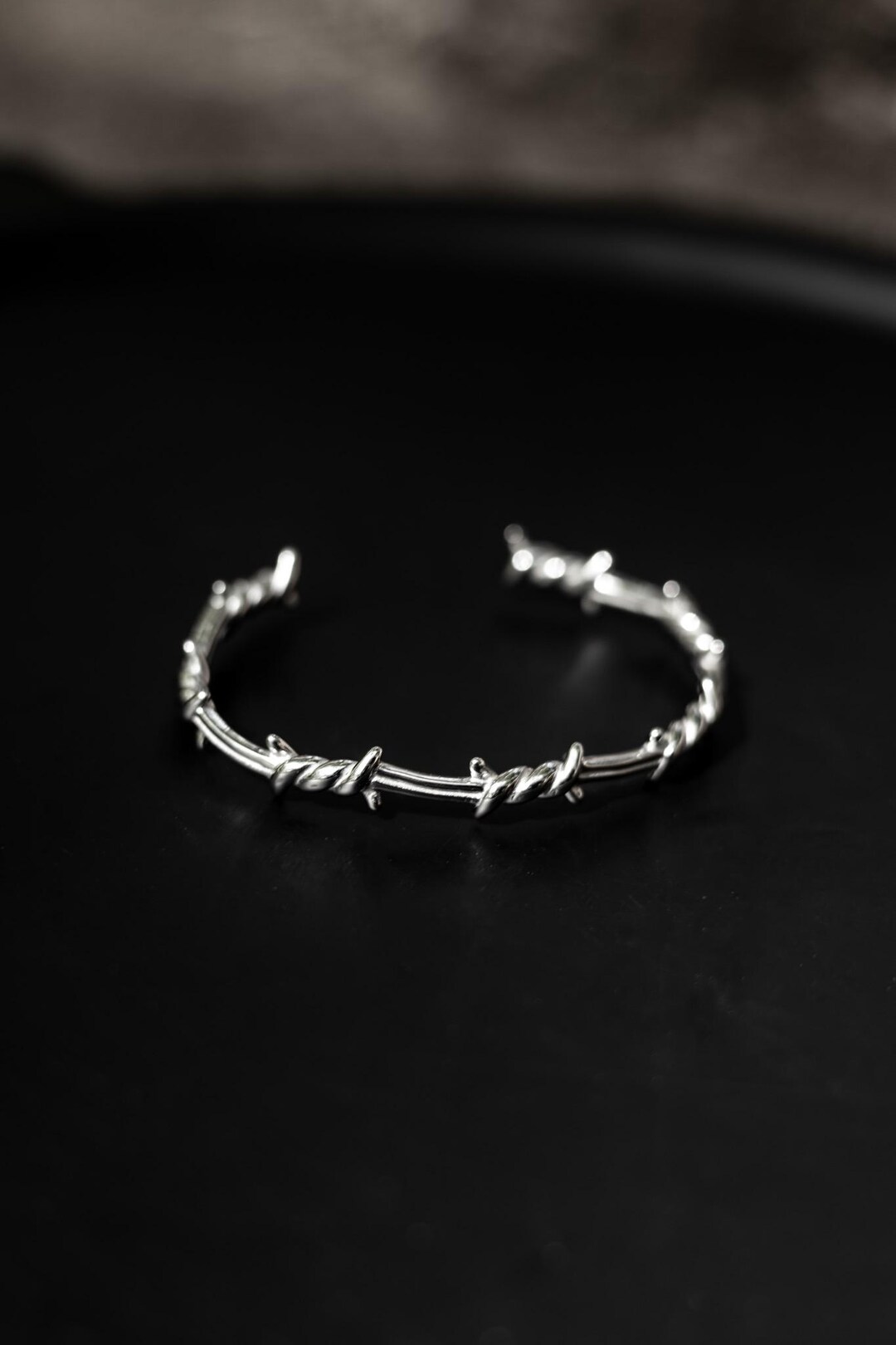 Barbed Wire Cuff Bracelet – Silver Gothic Punk Bangle, Industrial ...