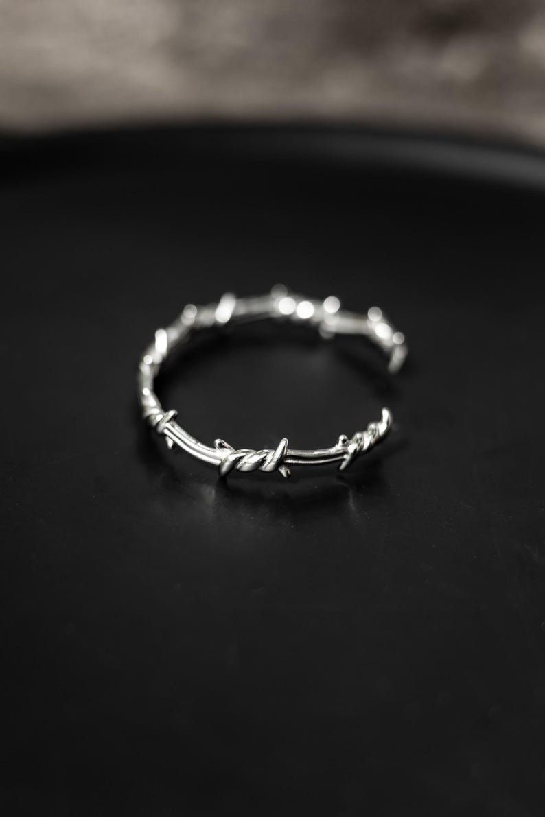 Barbed Wire Cuff Bracelet – Silver Gothic Punk Bangle, Industrial ...