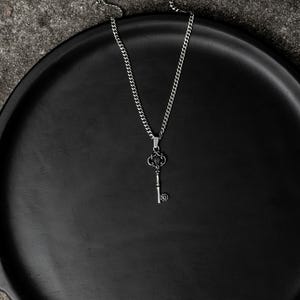 Gothic Skeleton Key Necklace – Antique Silver Pendant, Dark Fantasy ...