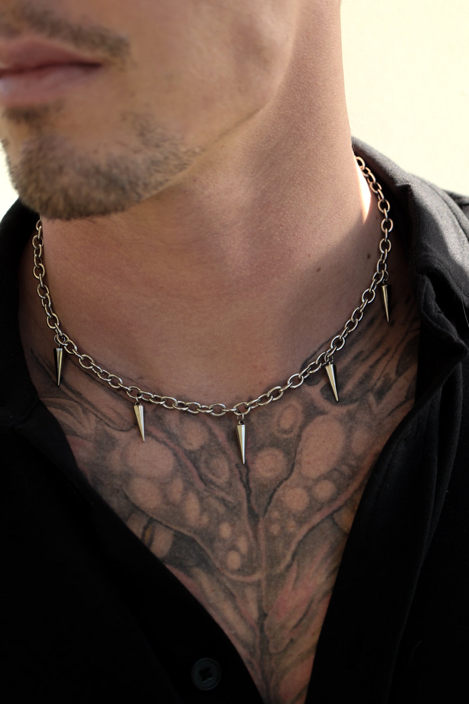 100% Stainless Steel Spike Cable Chain Necklace | Edgy Aesthetic ...