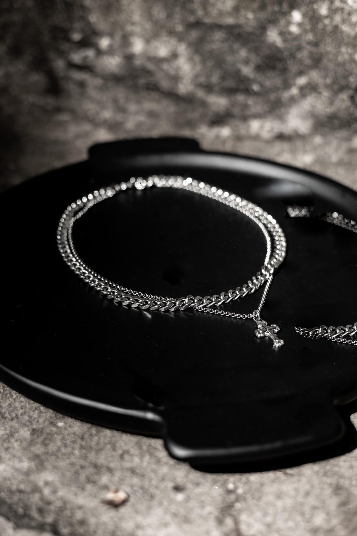 Layered Cross Choker Necklace – Stainless Steel Double Cuban Link Chain ...