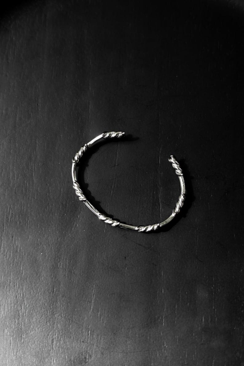 Barbed Wire Cuff Bracelet – Silver Gothic Punk Bangle, Industrial ...