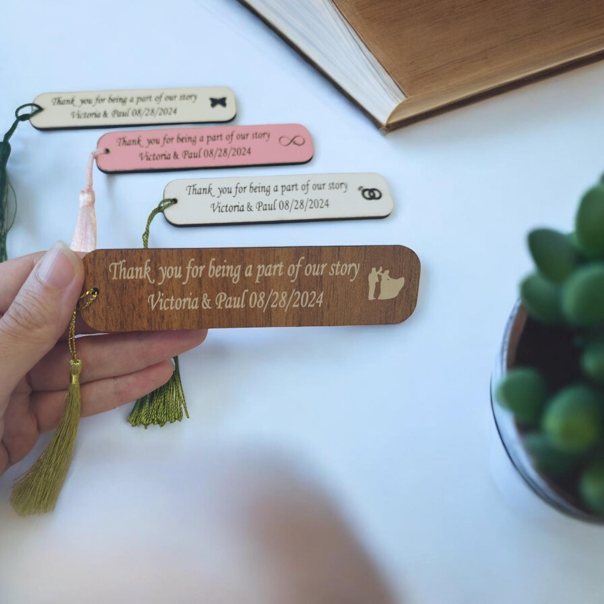 Engraved Wooden Wedding Favor Bookmark, Party Favor, Custom Event ...