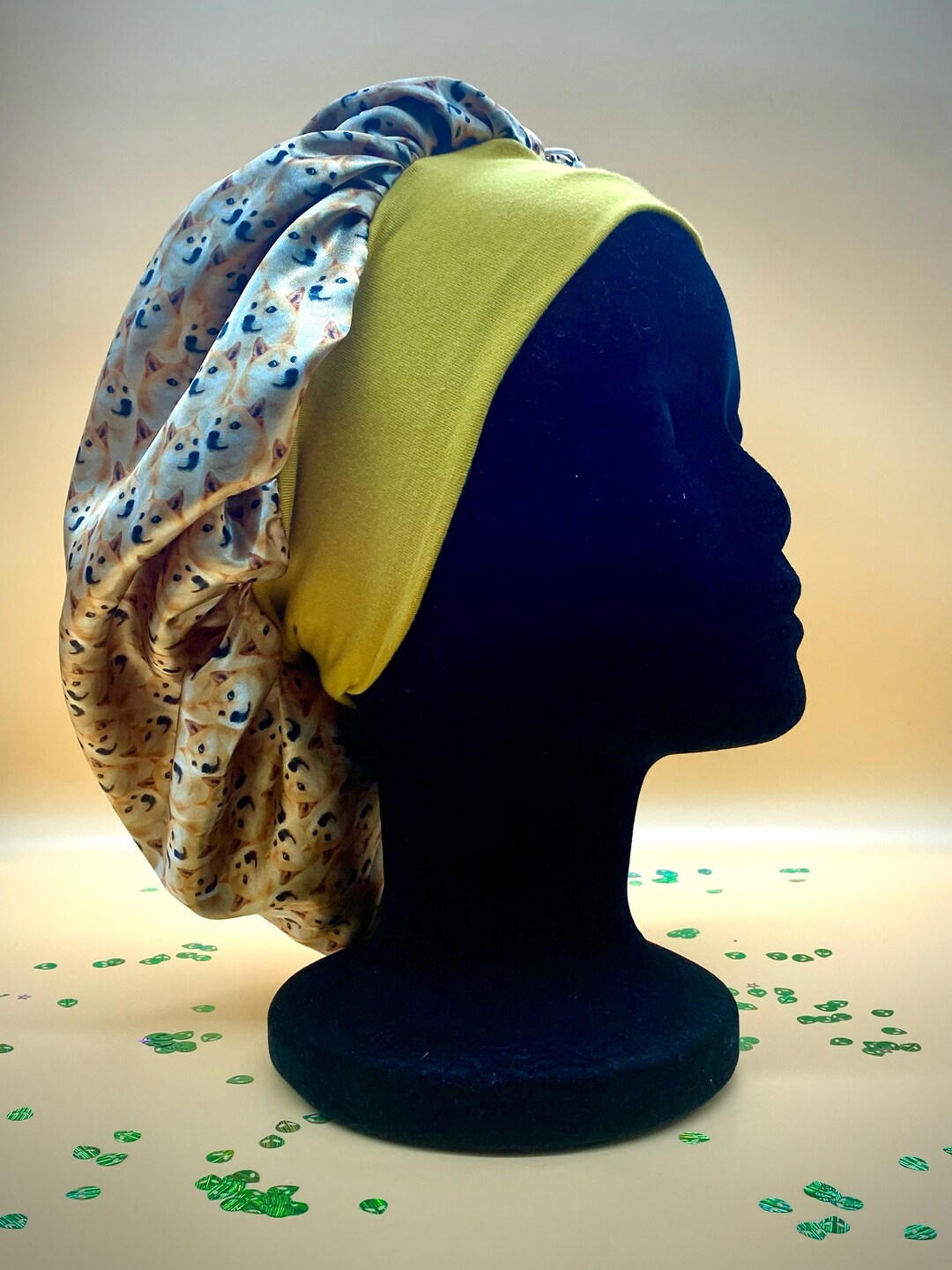 Satin Sleeping Bonnet Doge Meme Satin Bonnet With Purple Satin Lining ...